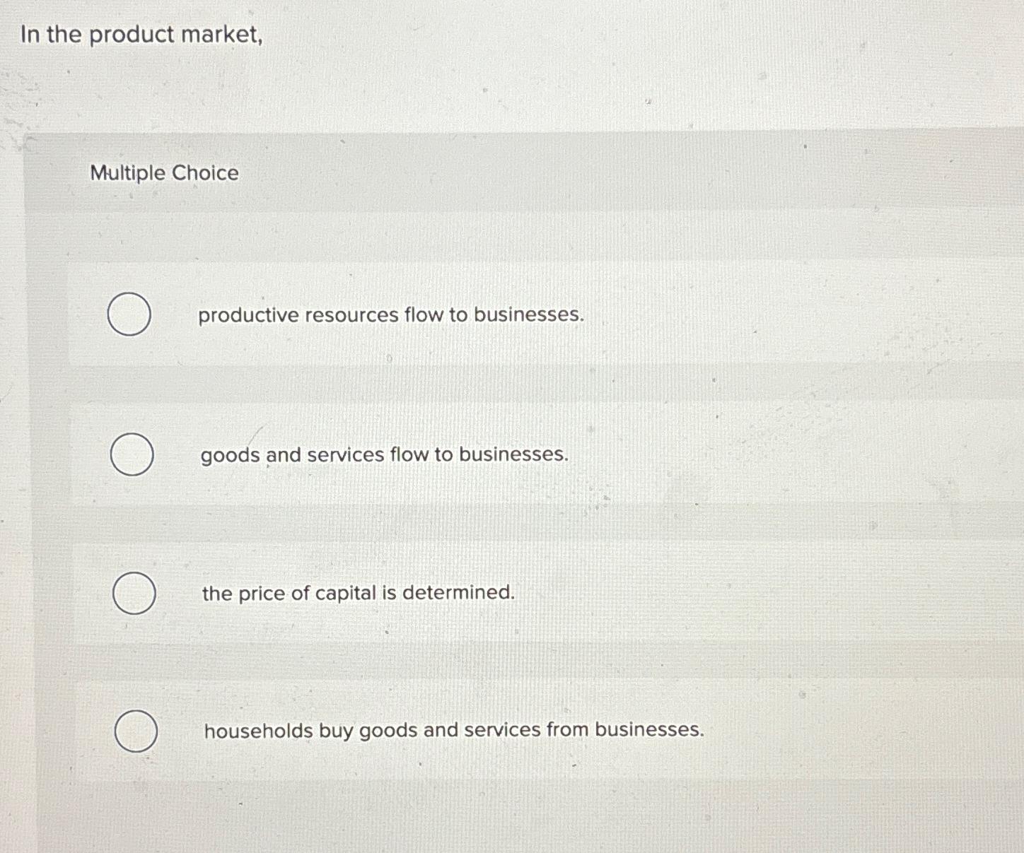Solved In the product market,Multiple Choiceproductive | Chegg.com