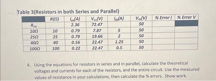 Solved Table 3(Resistors in both Series and Parallel) 4. | Chegg.com