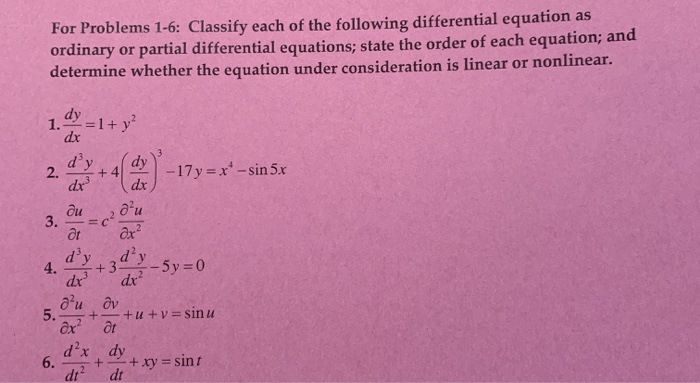 Solved For Problems 1-6: Classify each of the following | Chegg.com