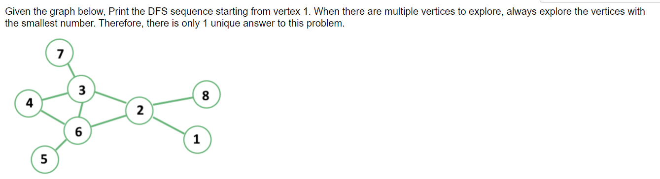 Solved Given the graph below, Print the DFS sequence | Chegg.com