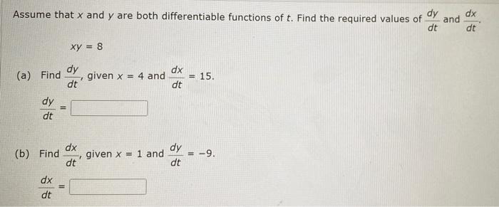 Solved Assume that x and y are both differentiable functions | Chegg.com