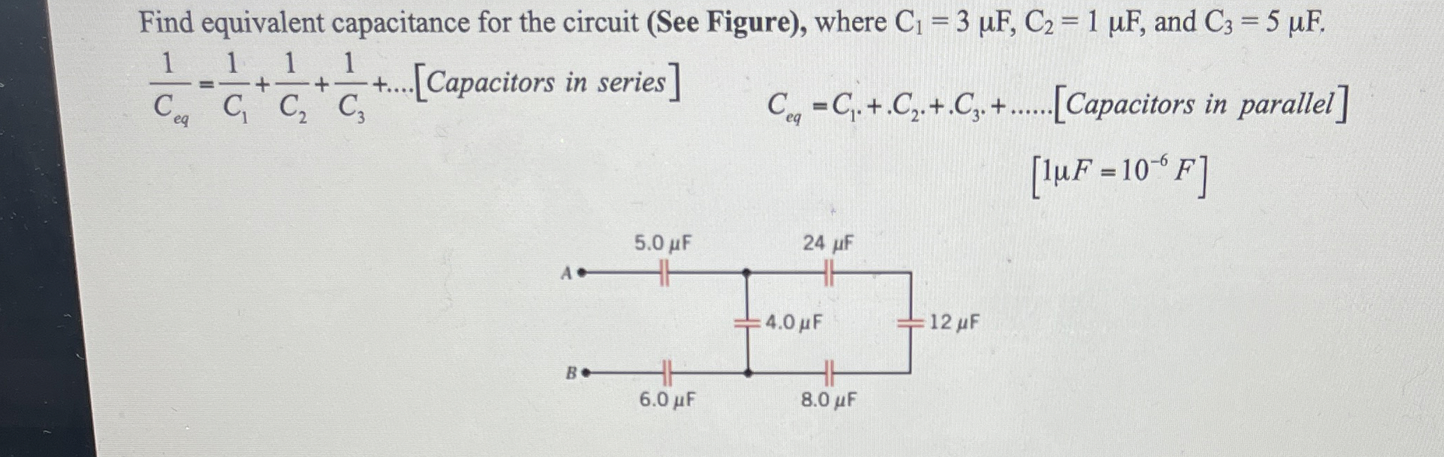 Solved Find equivalent capacitance for the circuit (See | Chegg.com
