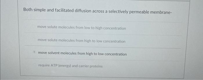 Solved Both simple and facilitated diffusion across a | Chegg.com