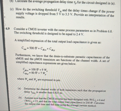 (b) ﻿Calculate the average propagation delay time τp | Chegg.com