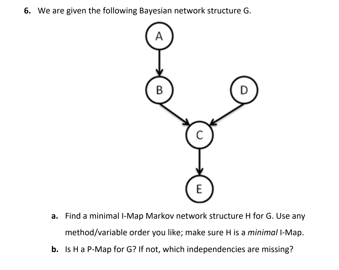 Solved We are given the following Bayesian network structure | Chegg.com