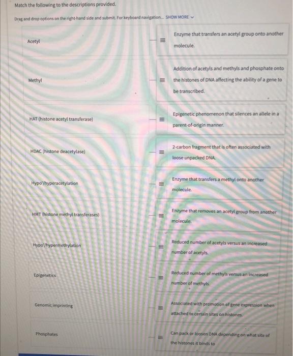 Solved Match the following to the descriptions provided. | Chegg.com