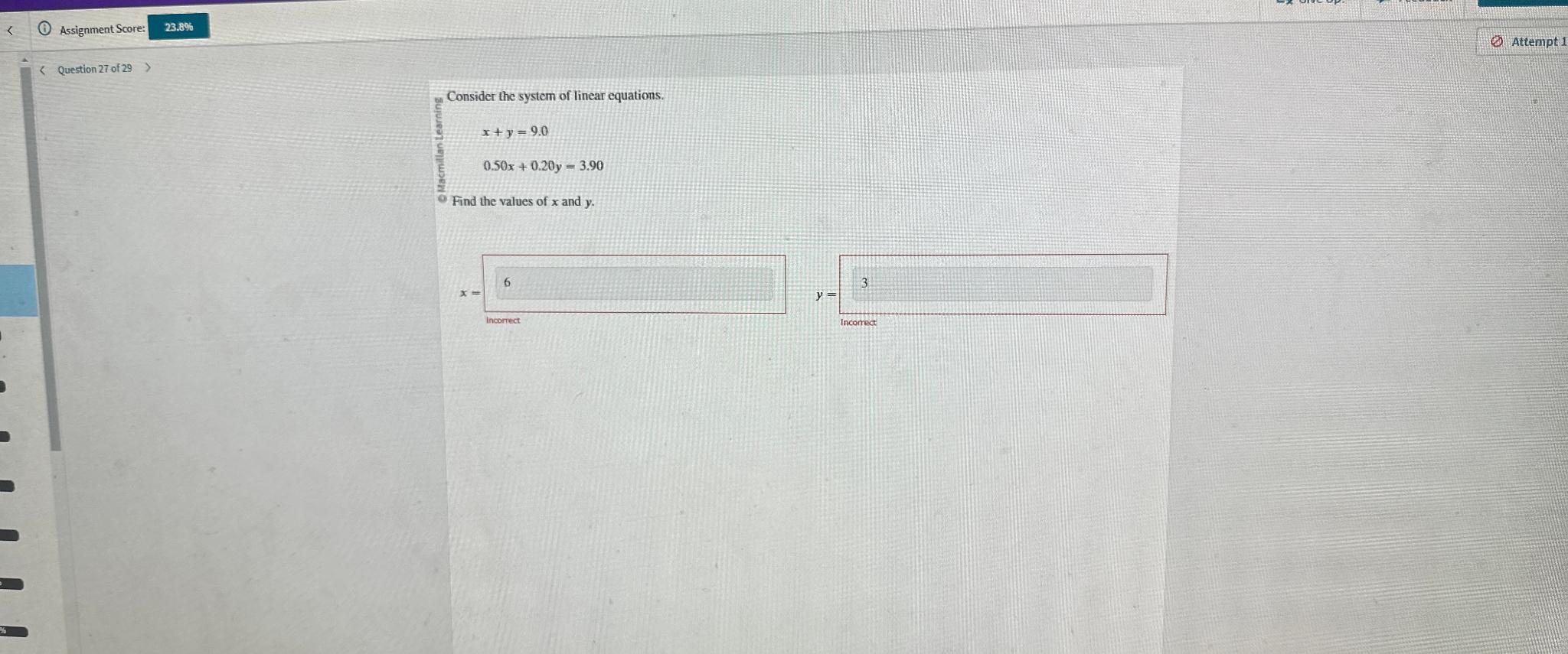 Solved Assignment Score:Attempt 1Question 27 ﻿of 29 ?on | Chegg.com