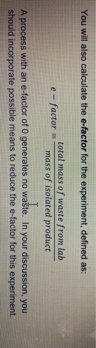 Solved for my organic chemistry lab we have to calculate e | Chegg.com
