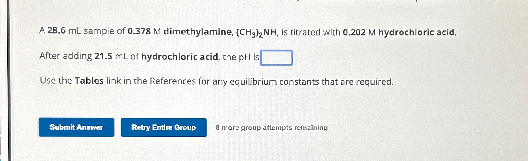 Solved A 28.6mL ﻿sample of 0.378M ﻿dimethylamine, (CH3)2NH, | Chegg.com