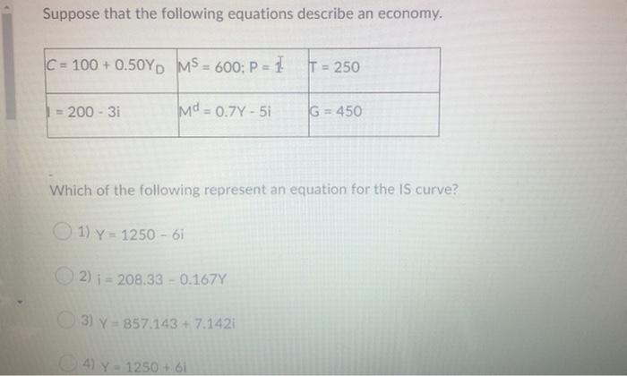 Solved Suppose that the following equations describe an | Chegg.com