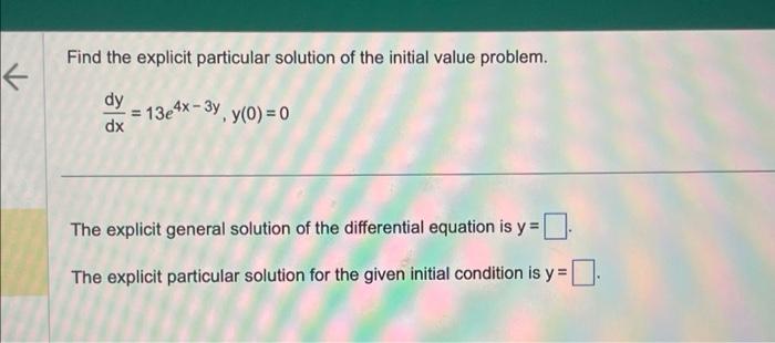 Solved Find the explicit particular solution of the initial | Chegg.com