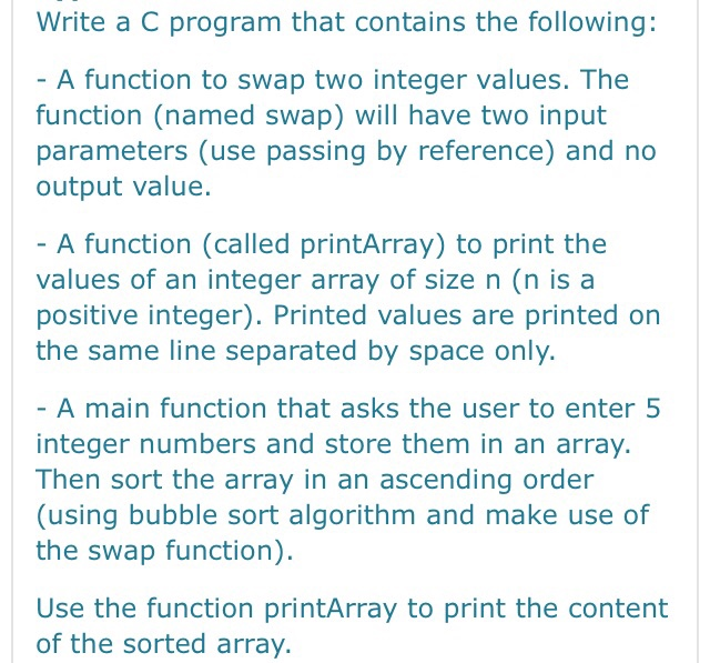 Solved Write a C program that contains the following: - A | Chegg.com