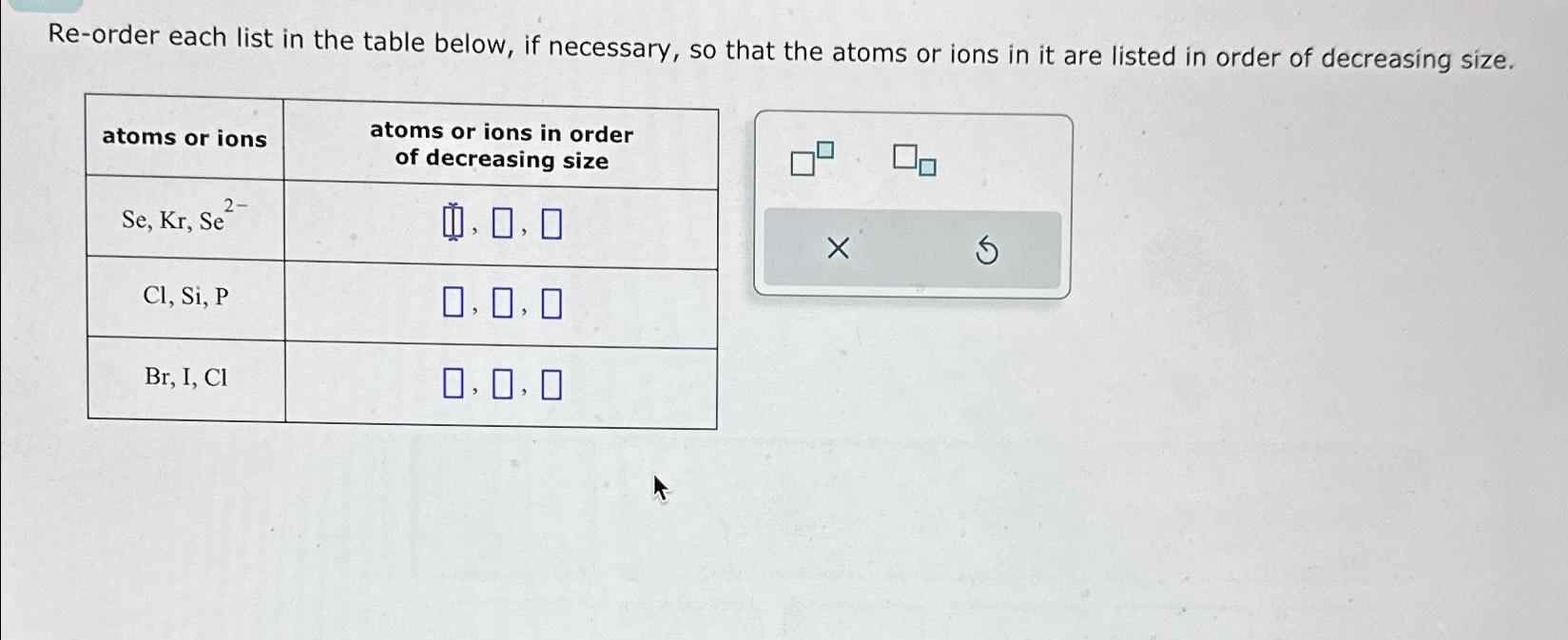 Solved Re-order each list in the table below, if necessary, | Chegg.com