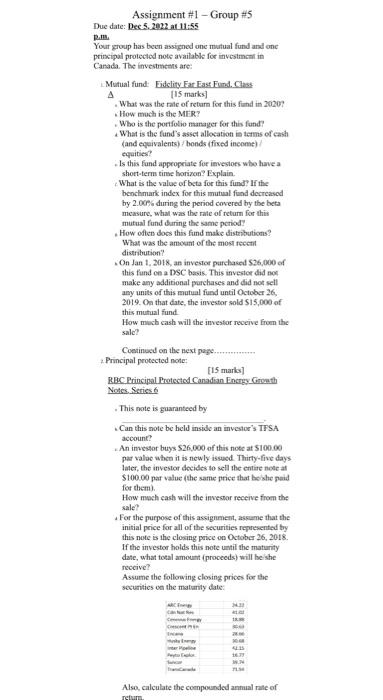 Assignment H1− Group =5 Due date: Dec.5, 2922 at | Chegg.com