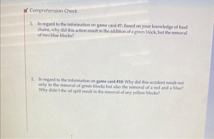 Comprehension Check 1. In regard to the information | Chegg.com