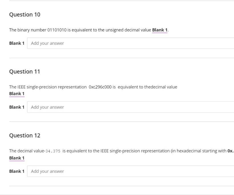Solved Question 10 The binary number 01101010 is equivalent | Chegg.com