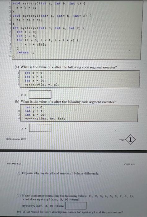 Solved ) (a) What is the value of x after the following code | Chegg.com