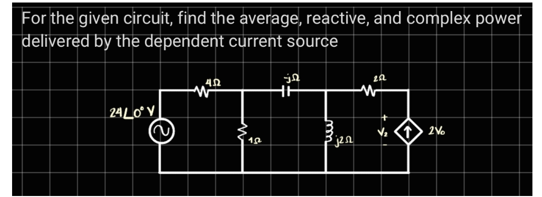 Solved For the given circuit, find the average, reactive, | Chegg.com