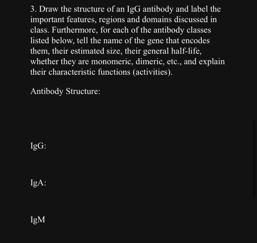 Solved Draw the structure of an IgG antibody and label the | Chegg.com