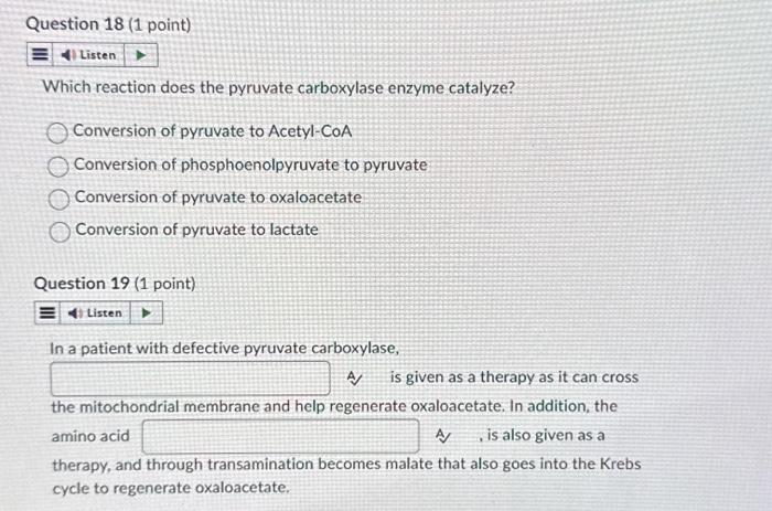 Solved Which reaction does the pyruvate carboxylase enzyme | Chegg.com