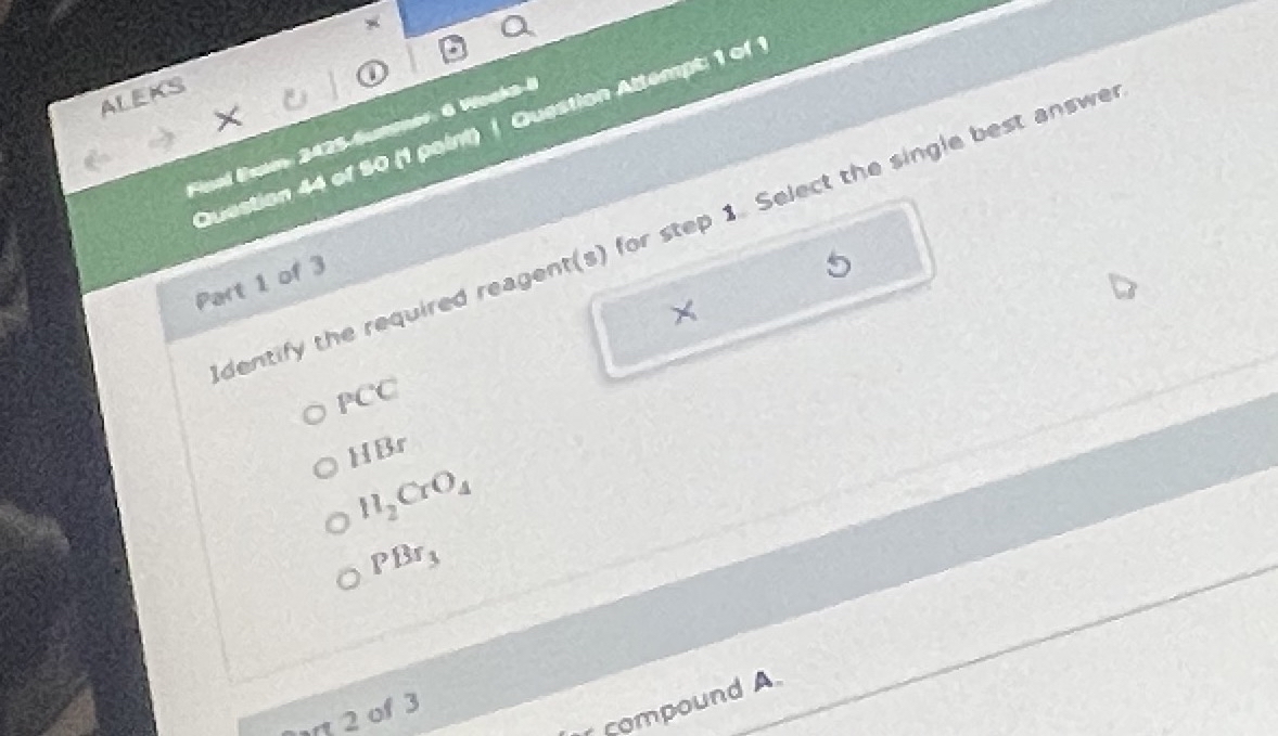 Solved pert 1 ﻿of 313 ﻿entily the required reagent(s) ﻿for | Chegg.com