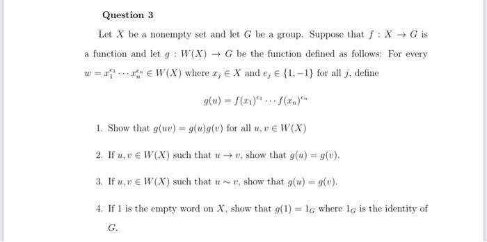 Solved Question 3 Let X be a nonempty set and let G be a | Chegg.com