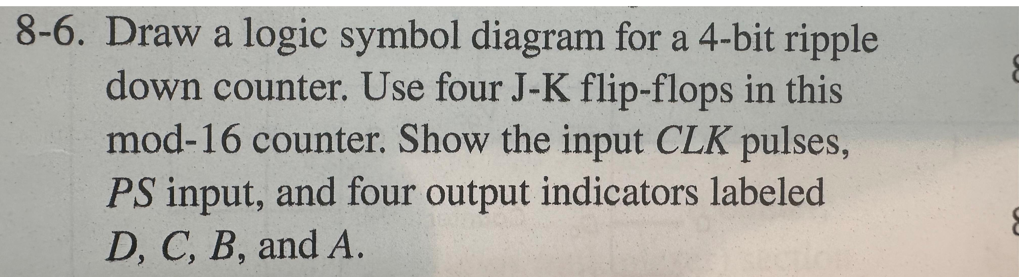 Solved B8-6. ﻿Draw a logic symbol diagram for a 4-bit ripple | Chegg.com