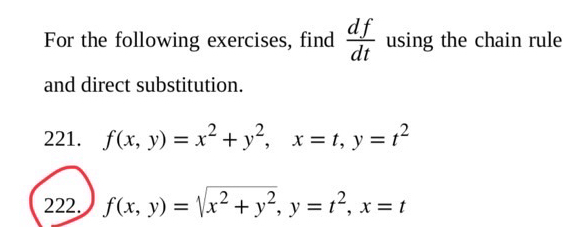 Solved For the following exercises, find dfdt ﻿using the | Chegg.com