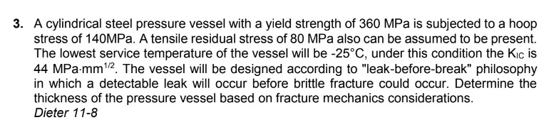 Solved A cylindrical steel pressure vessel with a yield | Chegg.com