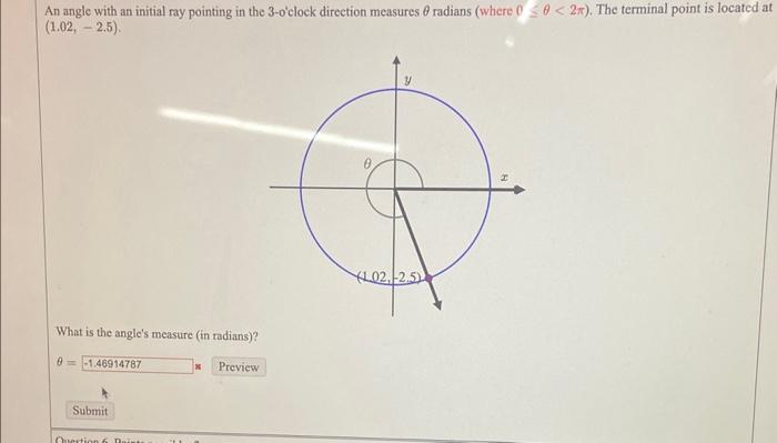 An angle with an initial ray pointing in the 3-o | Chegg.com