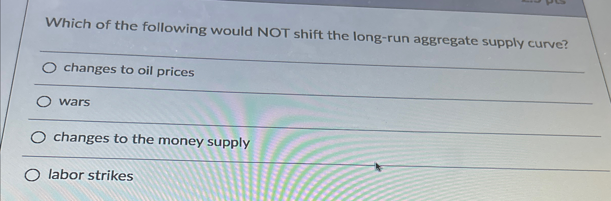 Solved Which of the following would NOT shift the long-run | Chegg.com