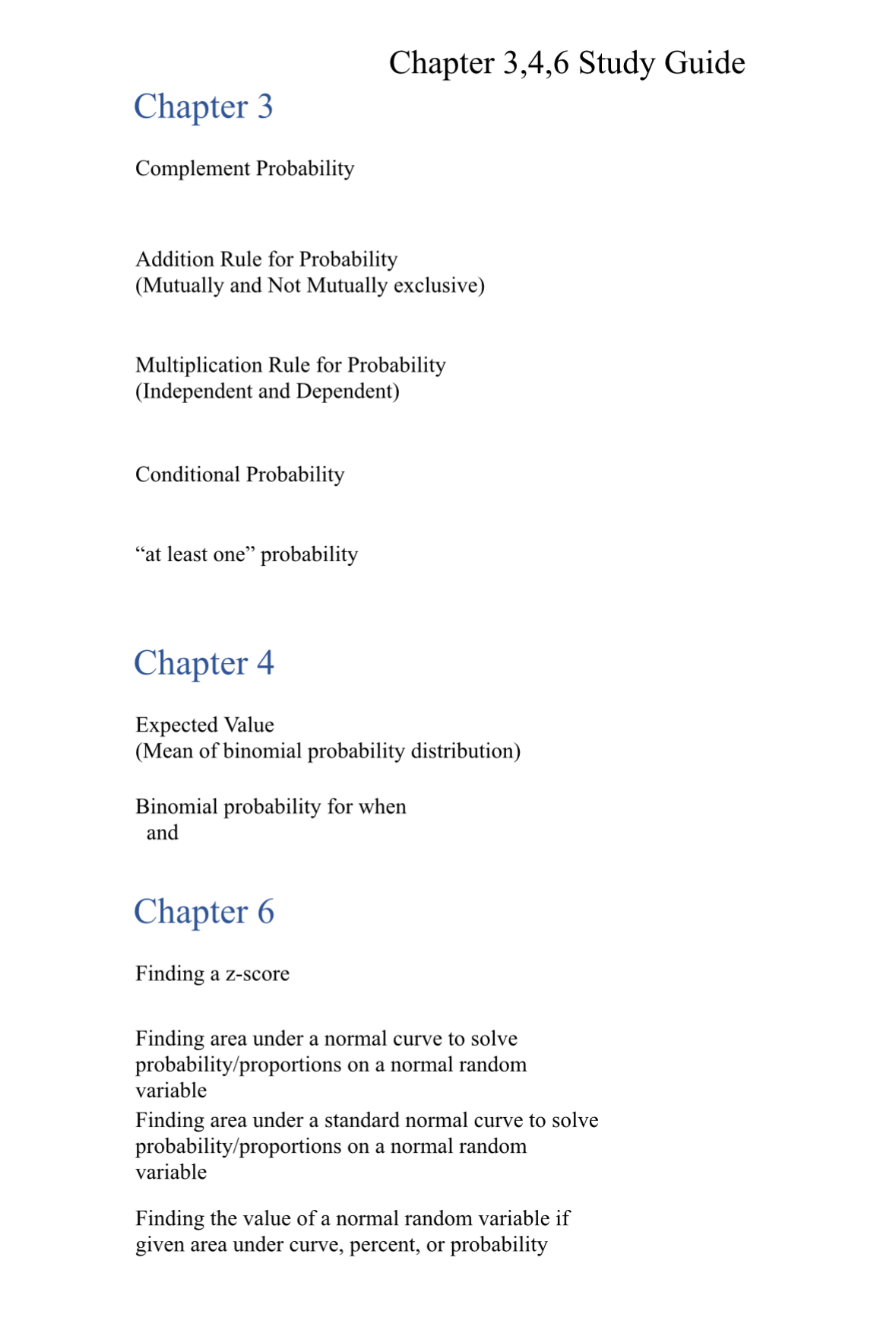 Solved Stats study guide: fill-in with the explanation and | Chegg.com