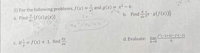 Solved 2 3) For the following problems, f(x) = and g(x) = x² | Chegg.com