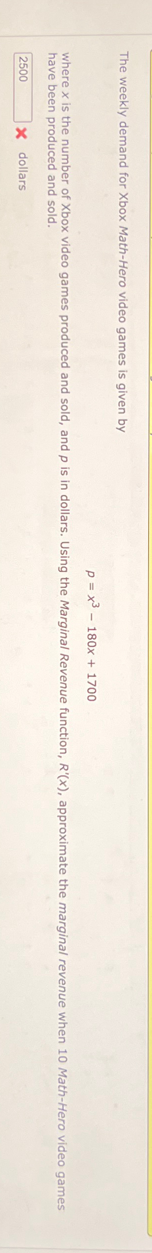 Solved The weekly demand for Xbox Math-Hero video games is | Chegg.com