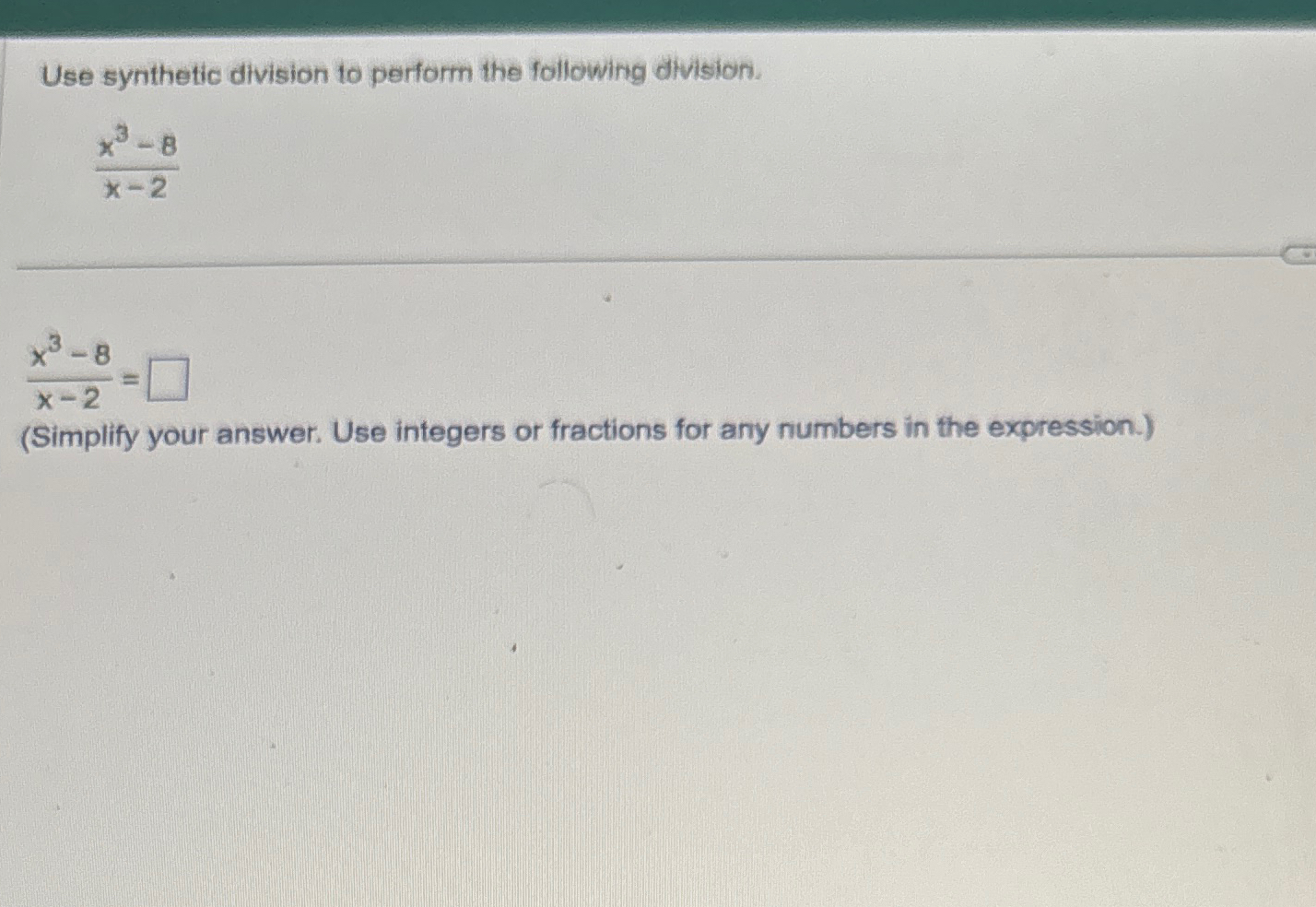 Solved Use synthetic division to perform the following | Chegg.com