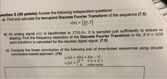 iestion 3 (30 points) Answer the following | Chegg.com iestion 3 (30 points) Answer the following | Chegg.com