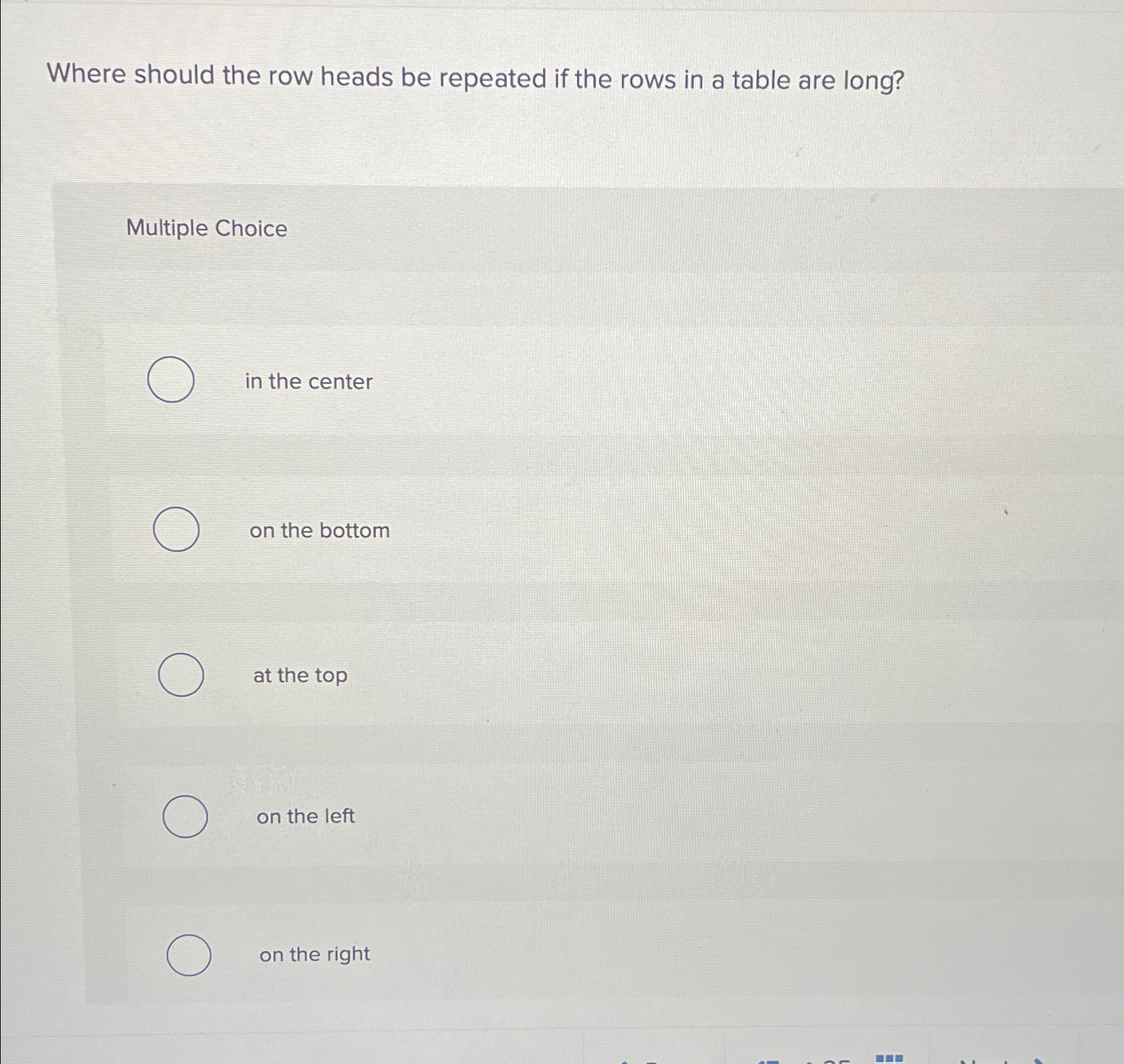 Solved Where should the row heads be repeated if the rows in | Chegg.com