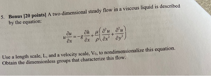 Solved 5. Bonus (20 points) A two-dimensional steady flow in | Chegg.com