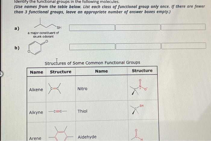 Solved Identify the functional groups in the following | Chegg.com