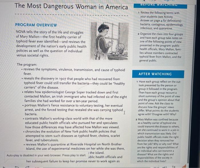 Solved BEFORE WATCHING The Most Dangerous Woman in America | Chegg.com