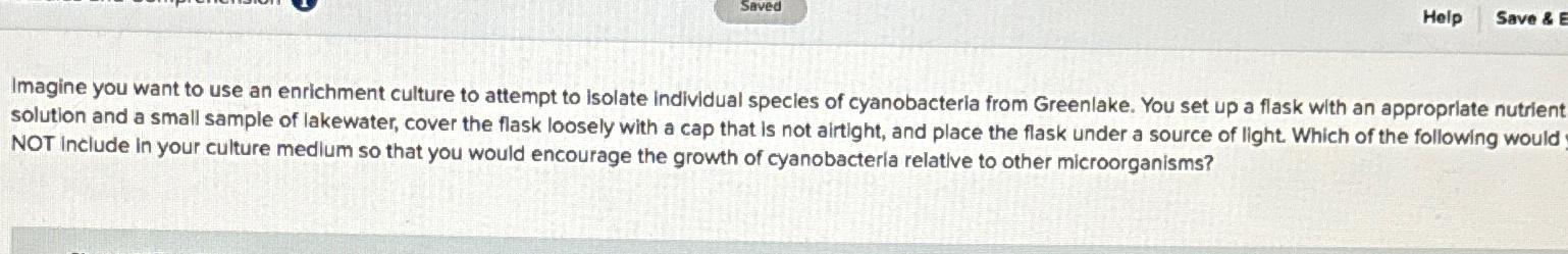 Solved SavedHelpSave & EImagine you want to use an | Chegg.com