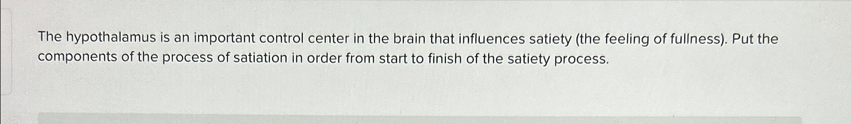Solved The hypothalamus is an important control center in | Chegg.com