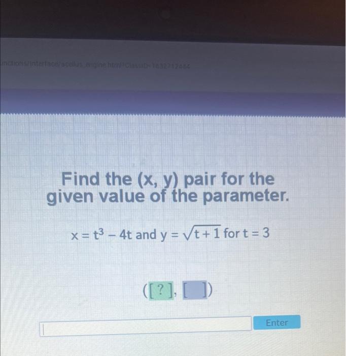 Solved Find the (x,y) pair for the given value of the | Chegg.com