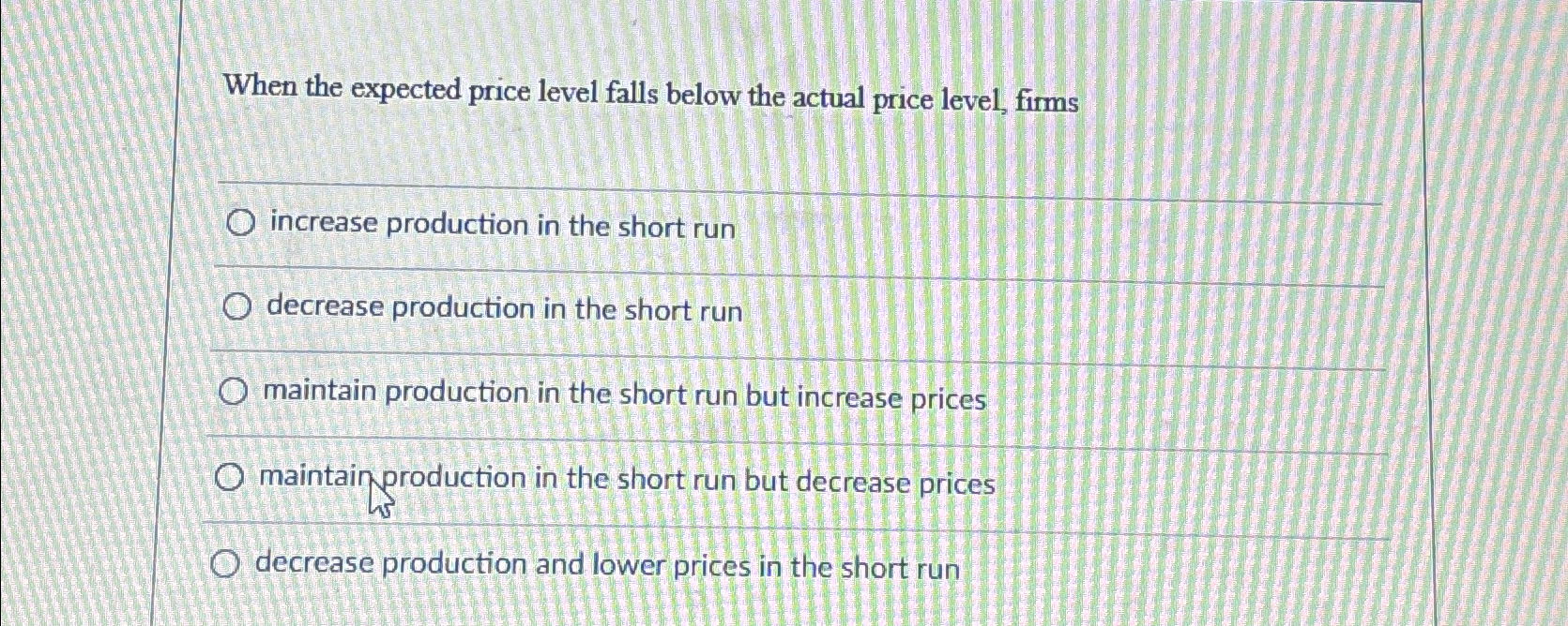 Solved When the expected price level falls below the actual | Chegg.com