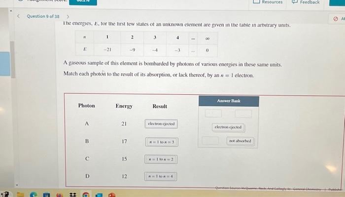 Solved The energies, E, for the first few states of an | Chegg.com