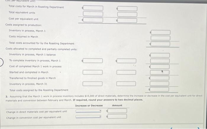 Solved materials and conversion between February and March. | Chegg.com