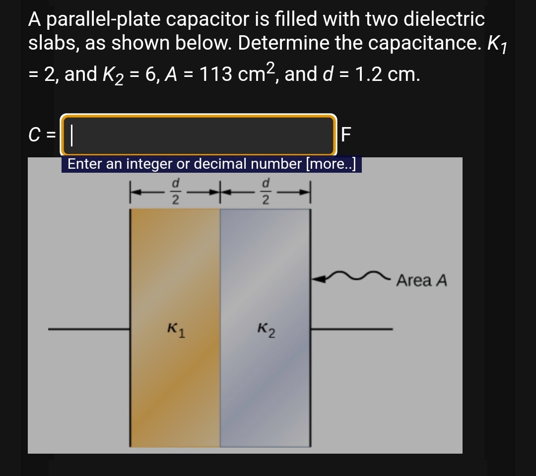 Solved A parallel-plate capacitor is filled with two | Chegg.com