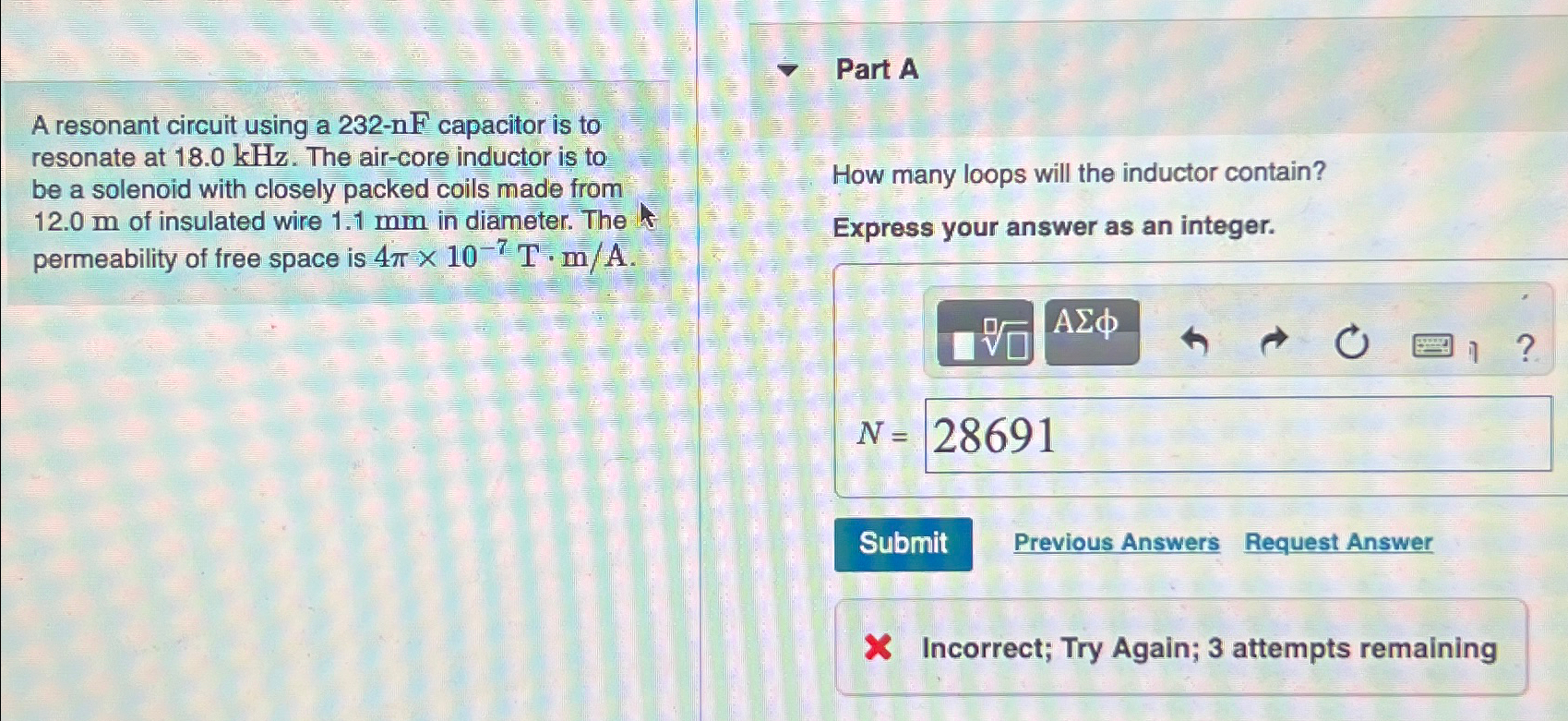 Solved Part AA resonant circuit using a 232-nF ﻿capacitor is | Chegg.com