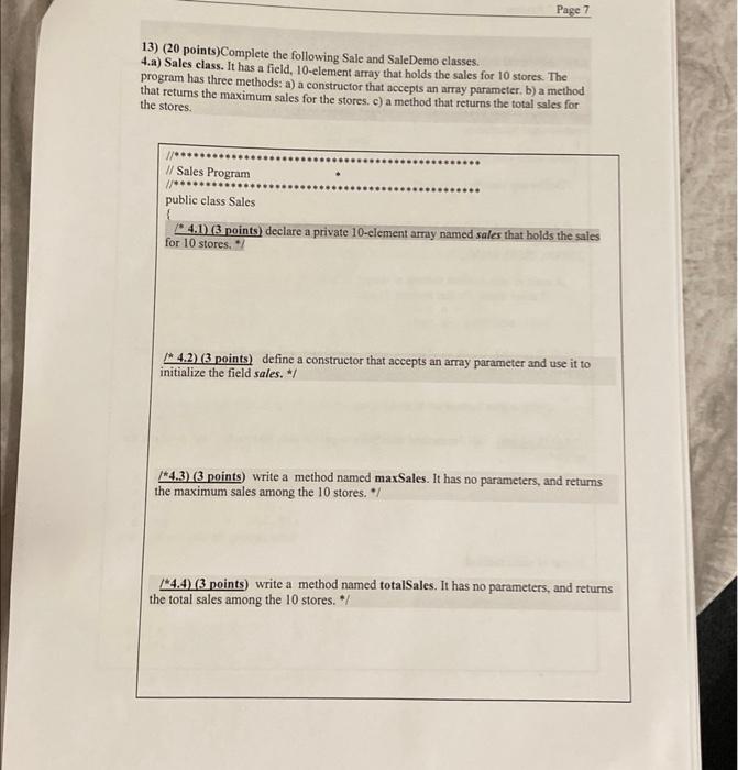 Solved 13) (20 points)Complete the following Sale and | Chegg.com