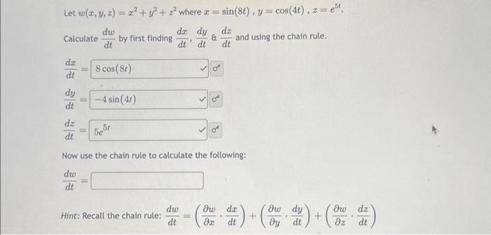 Solved Let w(x,y,z)=x2+y2+z2 where | Chegg.com